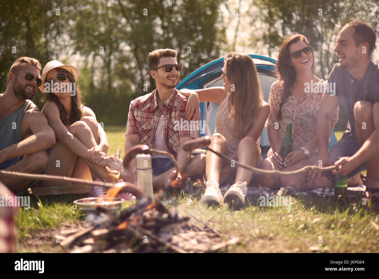 Camp camping summer tent sunny holiday hi-res stock photography and ...