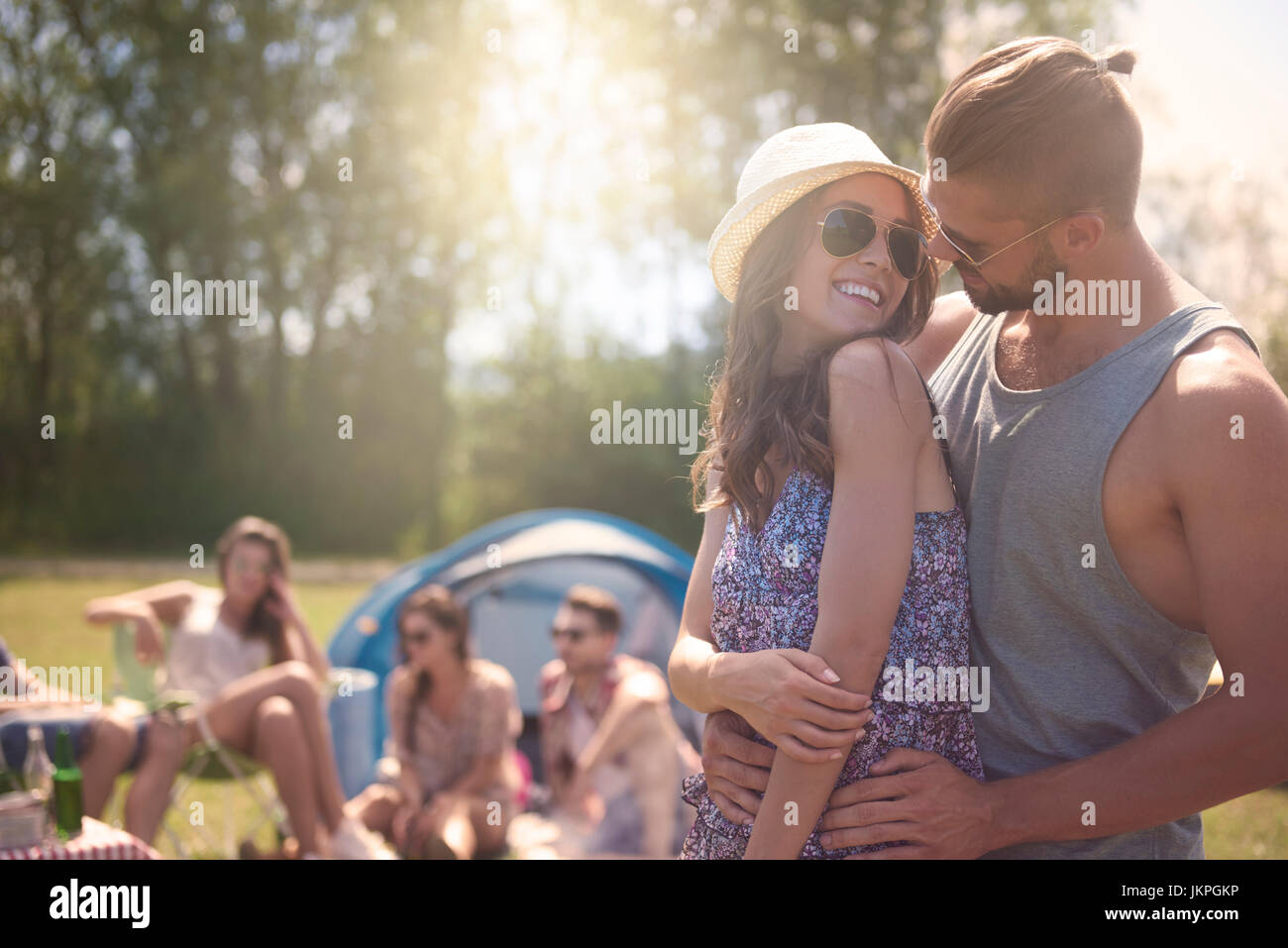 Couple in love with best friends Stock Photo - Alamy