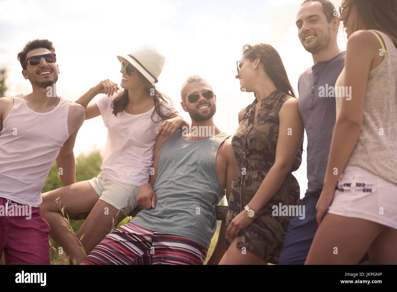 Relaxing during holiday with friends Stock Photo - Alamy