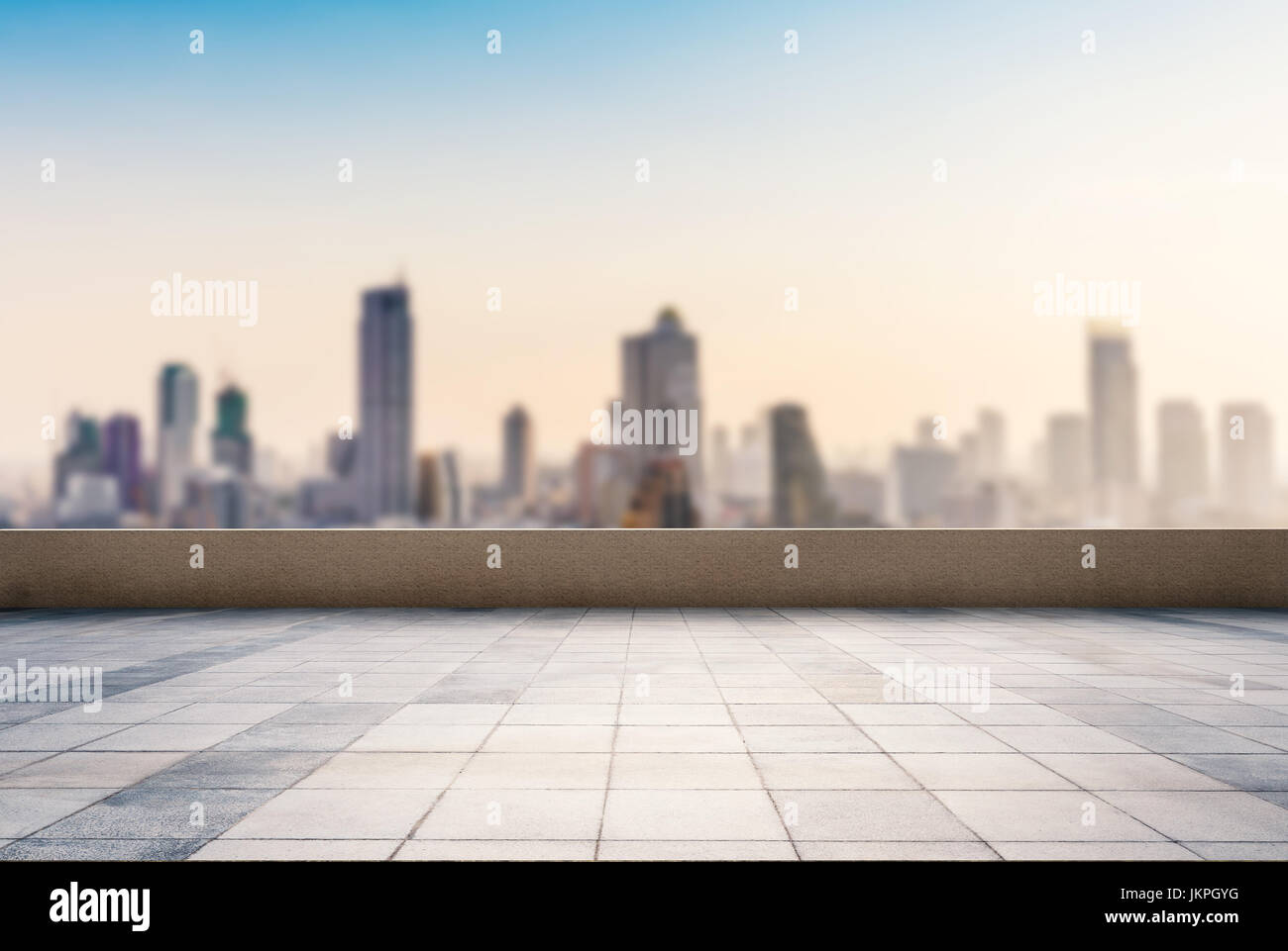 empty roof top balcony with cityscape background Stock Photo - Alamy