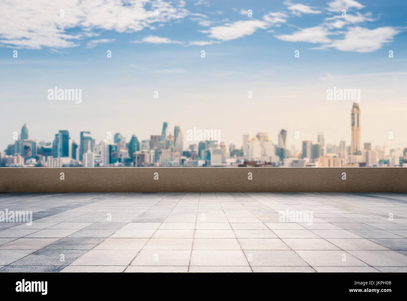 empty roof top balcony with cityscape background Stock Photo - Alamy