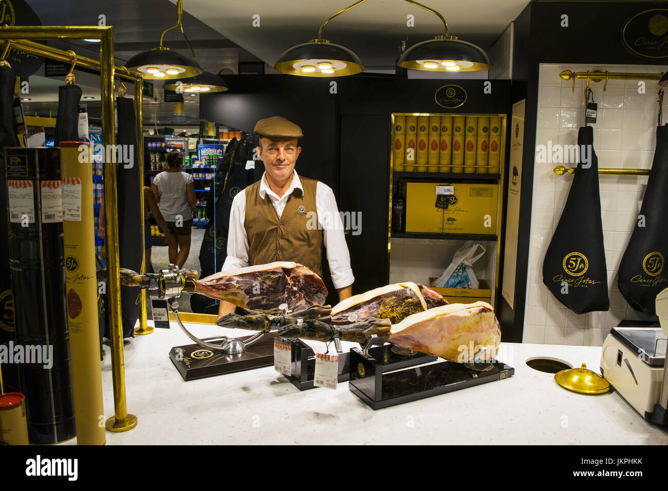 Spanish ham presentation Stock Photo - Alamy