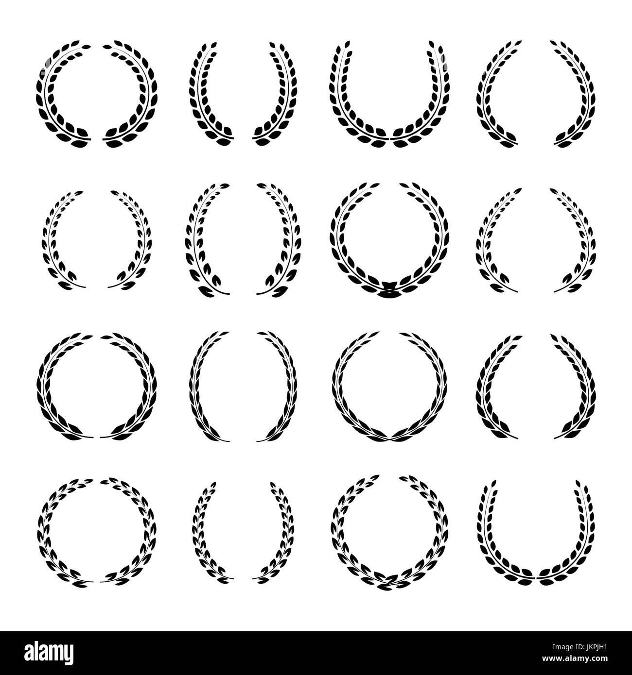 Set wheat leaf vector Black and White Stock Photos & Images - Alamy