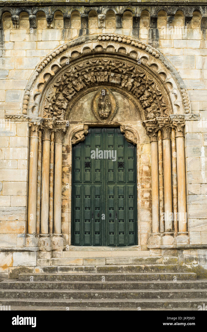 Exterior of the Saint Nicholas fortified church in Portomarin, Lugo ...