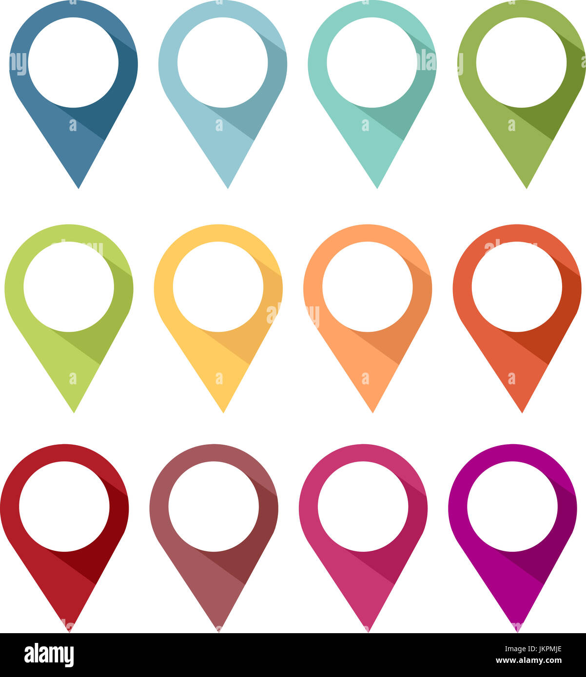 Colorful pins icon for locating, reporting, or indicating a location ...