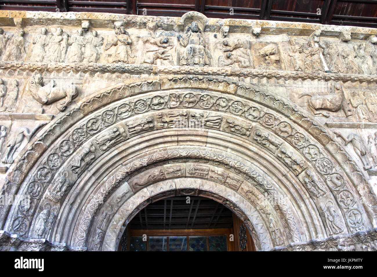 The sculptured Romanesque portico of the Monastery of Saint Mary in ...