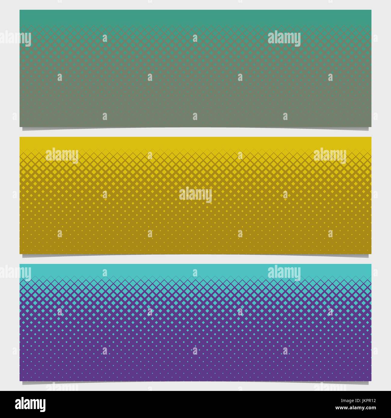 Halftone square pattern horizontal banner set - vector illustration ...