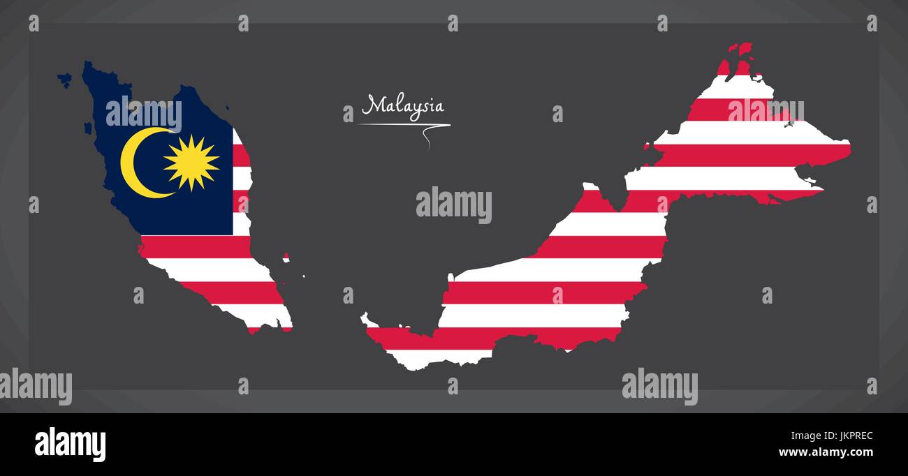 Malaysia map with Malaysian national flag illustration Stock Vector ...