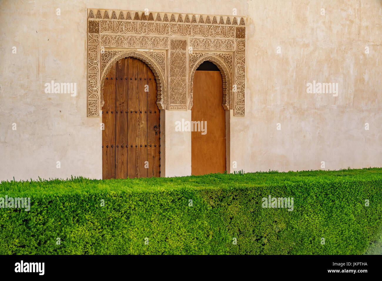 Decorated door frames with geometric shapes, the Alhambra Stock Photo ...