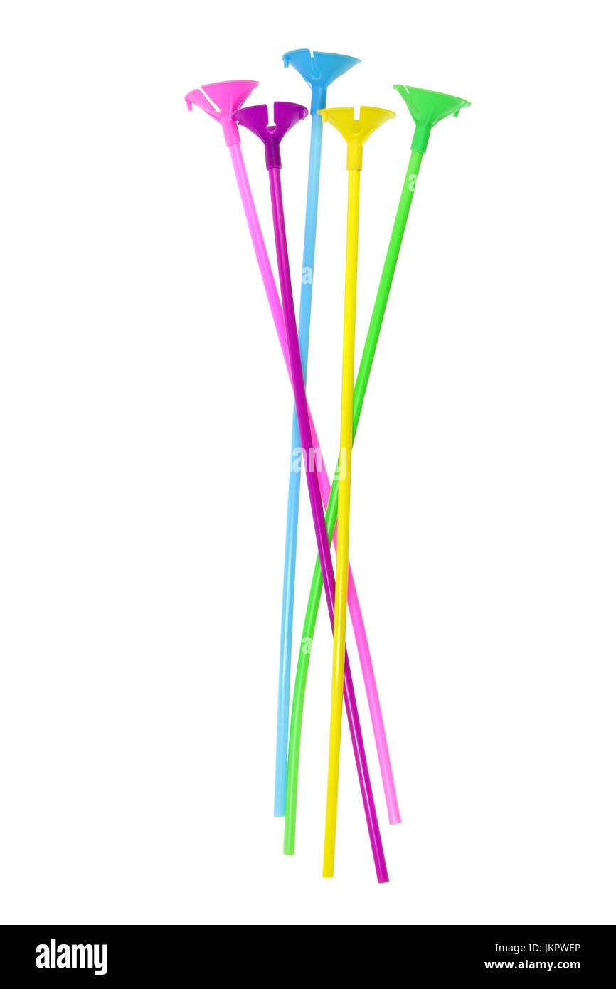 Balloon Sticks on White Background Stock Photo - Alamy