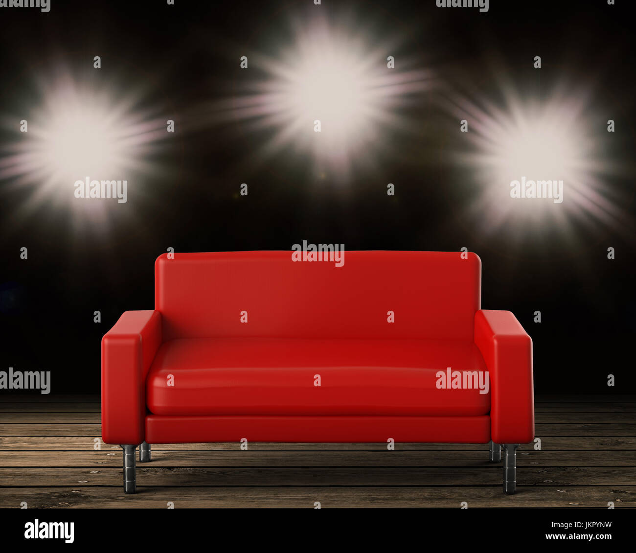 3d rendering red sofa on stage background Stock Photo - Alamy