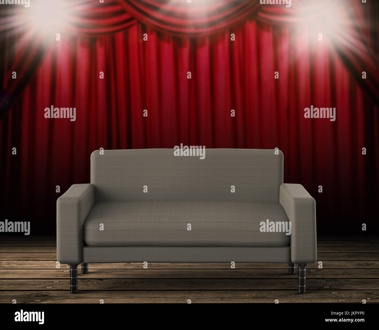 3d rendering grey sofa on stage background Stock Photo - Alamy