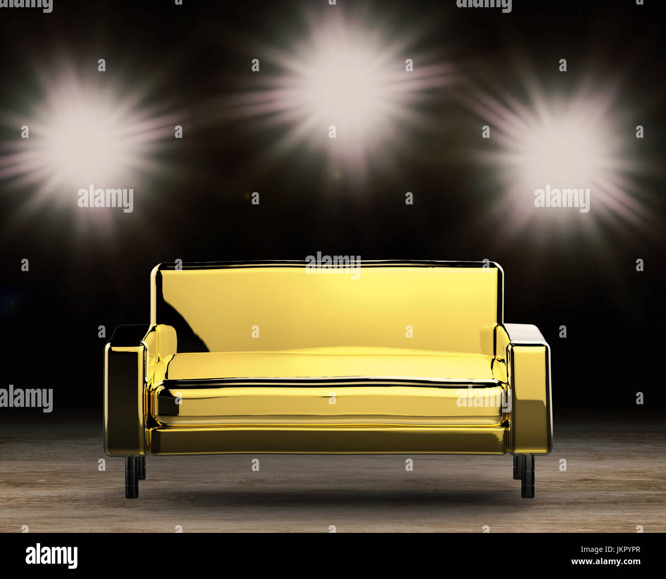 3d rendering gold sofa on stage background Stock Photo - Alamy