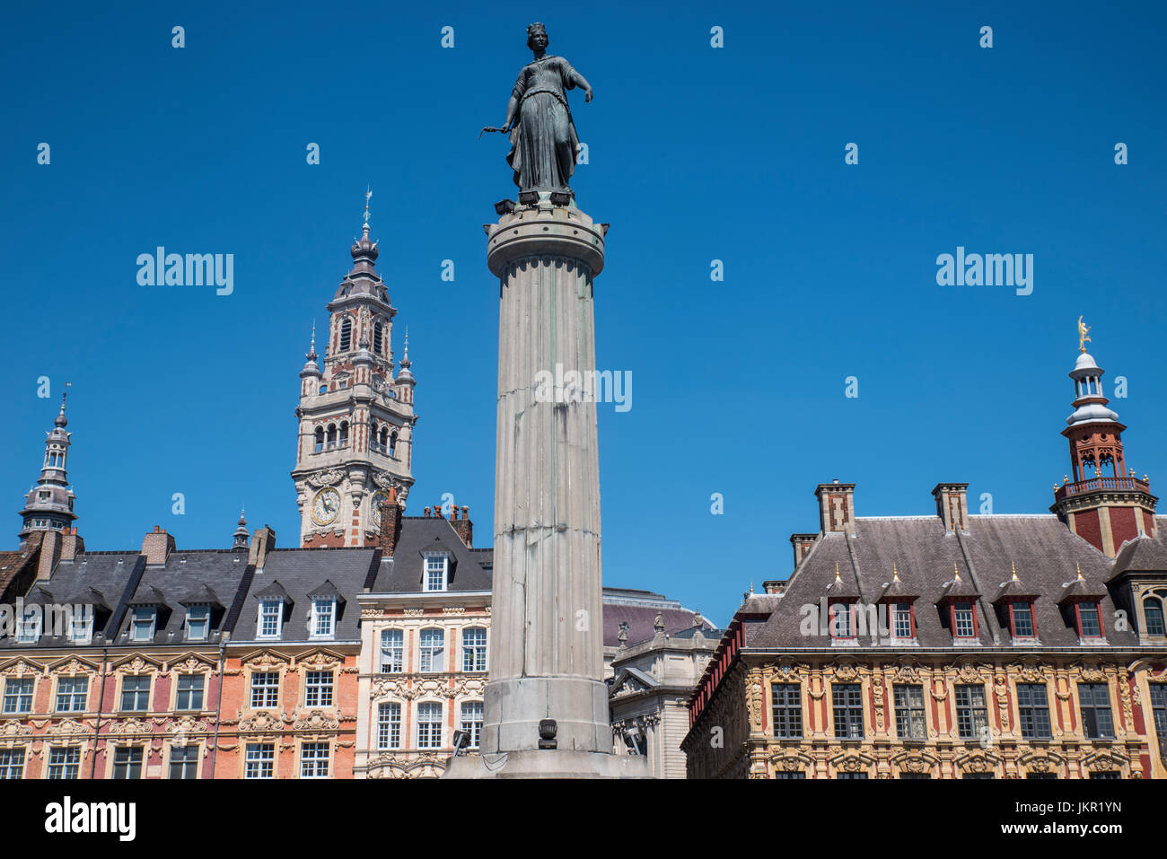 View in Grand Place in the historical city of Lille, France. The view ...