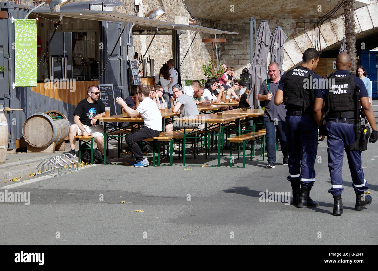 Temporary bar, part of Paris Plages, in converted shipping container ...