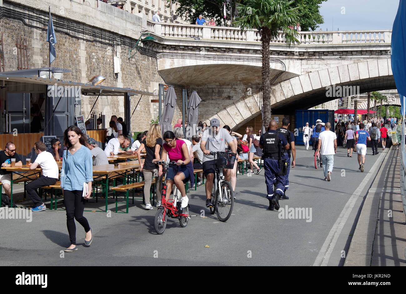 Temporary bar, part of Paris Plages, in converted shipping container ...