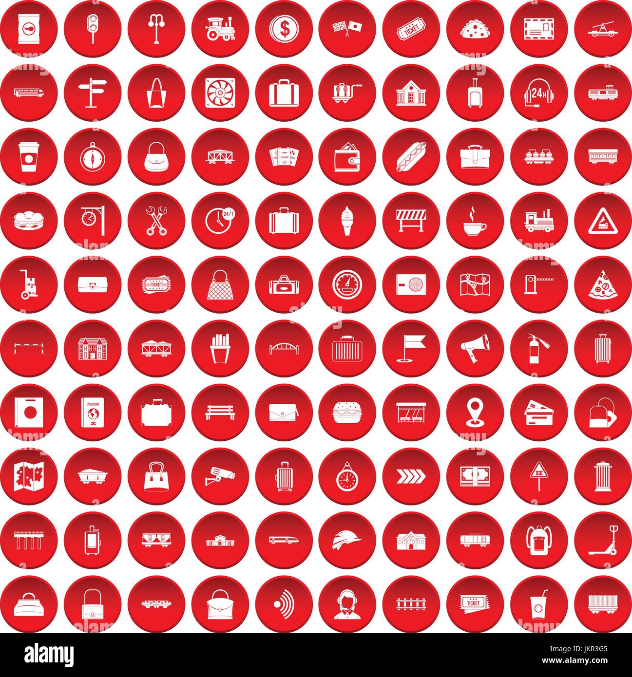 100 railway icons set red Stock Vector Image & Art - Alamy