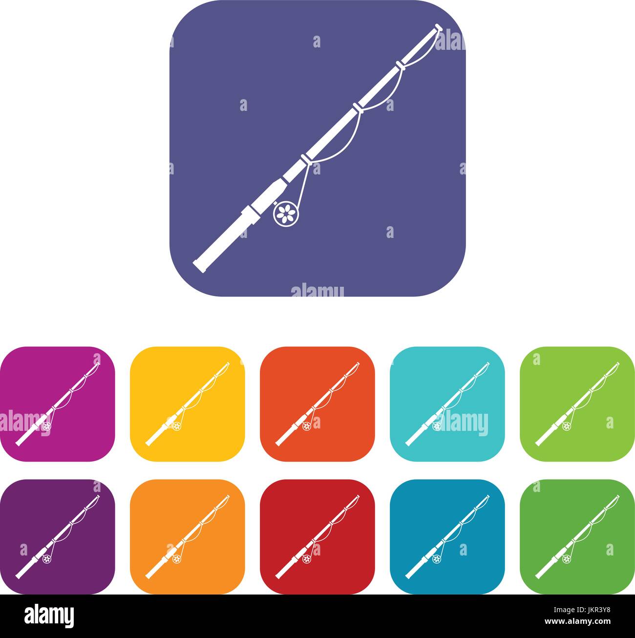 Rod and reel icons set Stock Vector Image & Art - Alamy