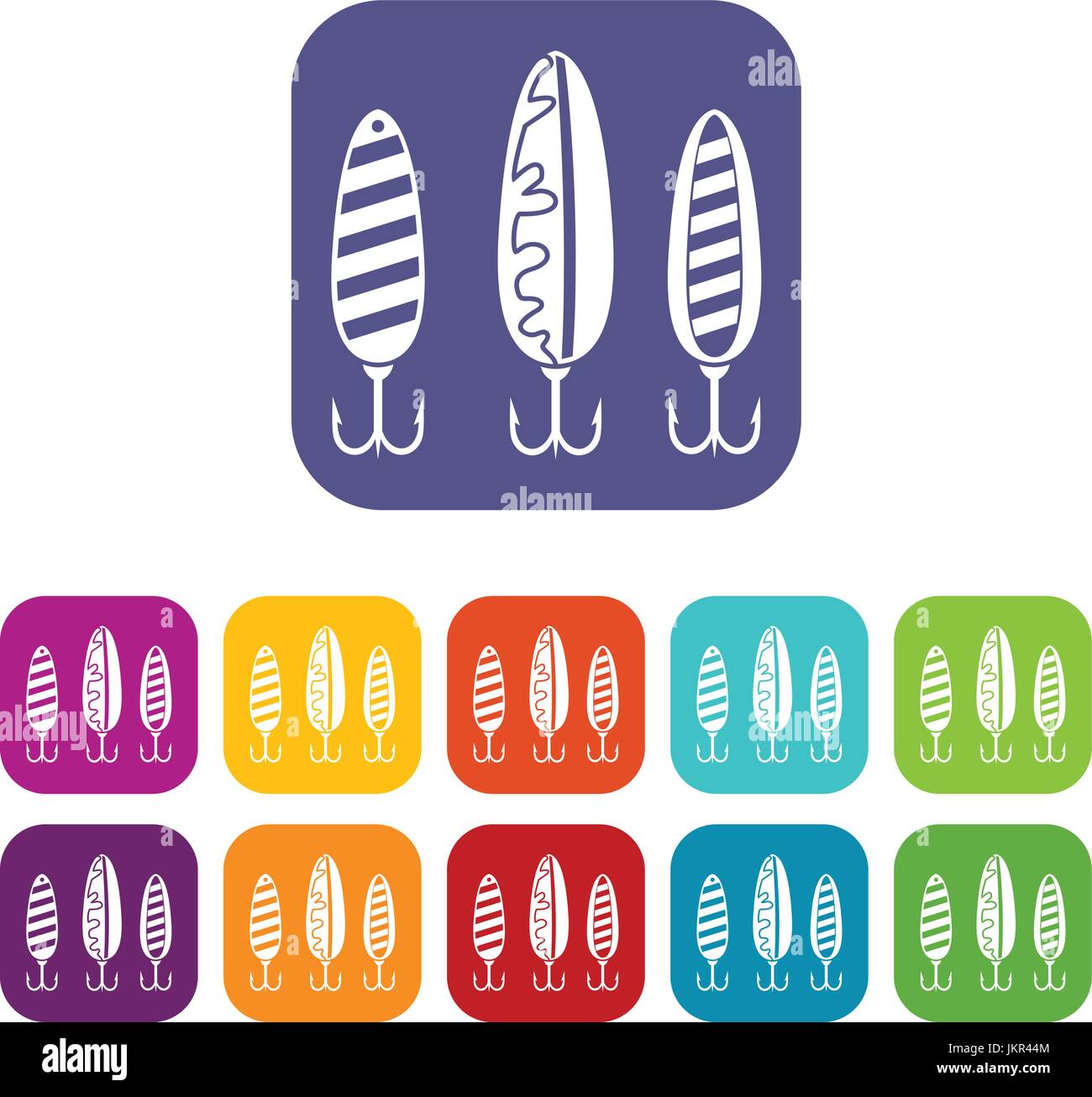 Plastic fishing lure icons set Stock Vector Image & Art - Alamy