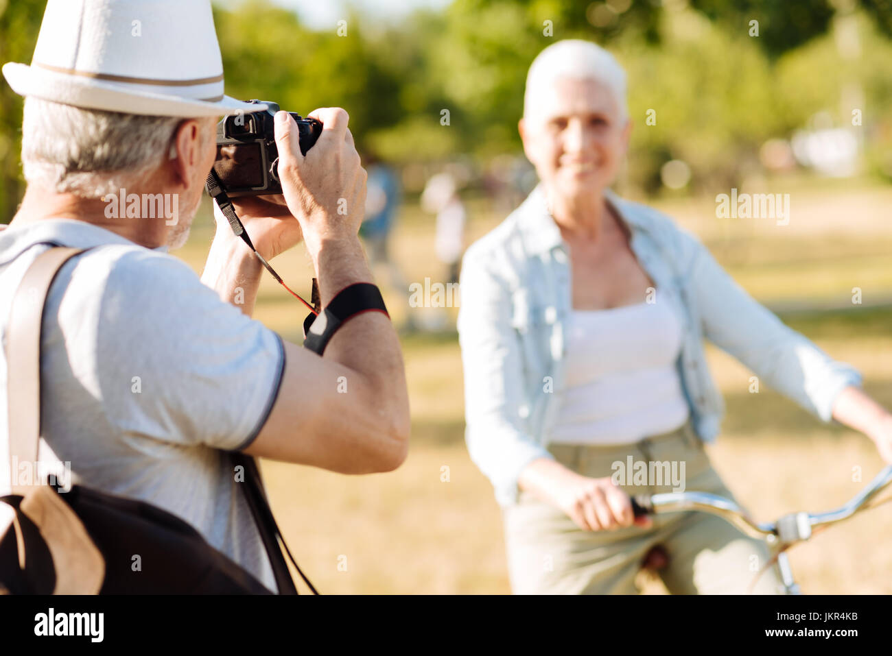 Silhouette of positive woman that looking at forward Stock Photo - Alamy