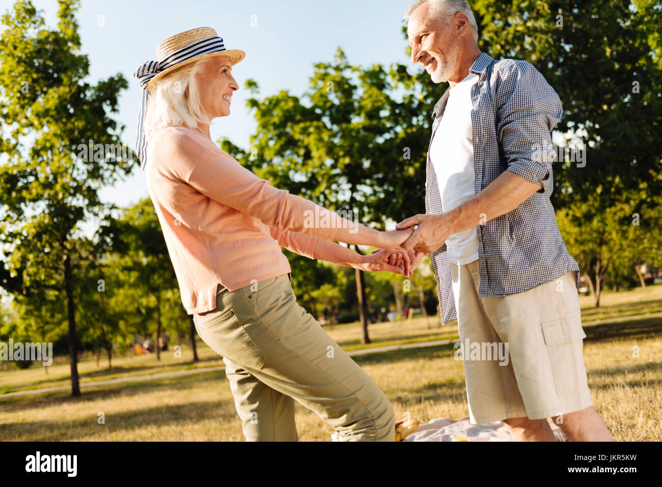 Positive people spending summer vacation on nature Stock Photo - Alamy