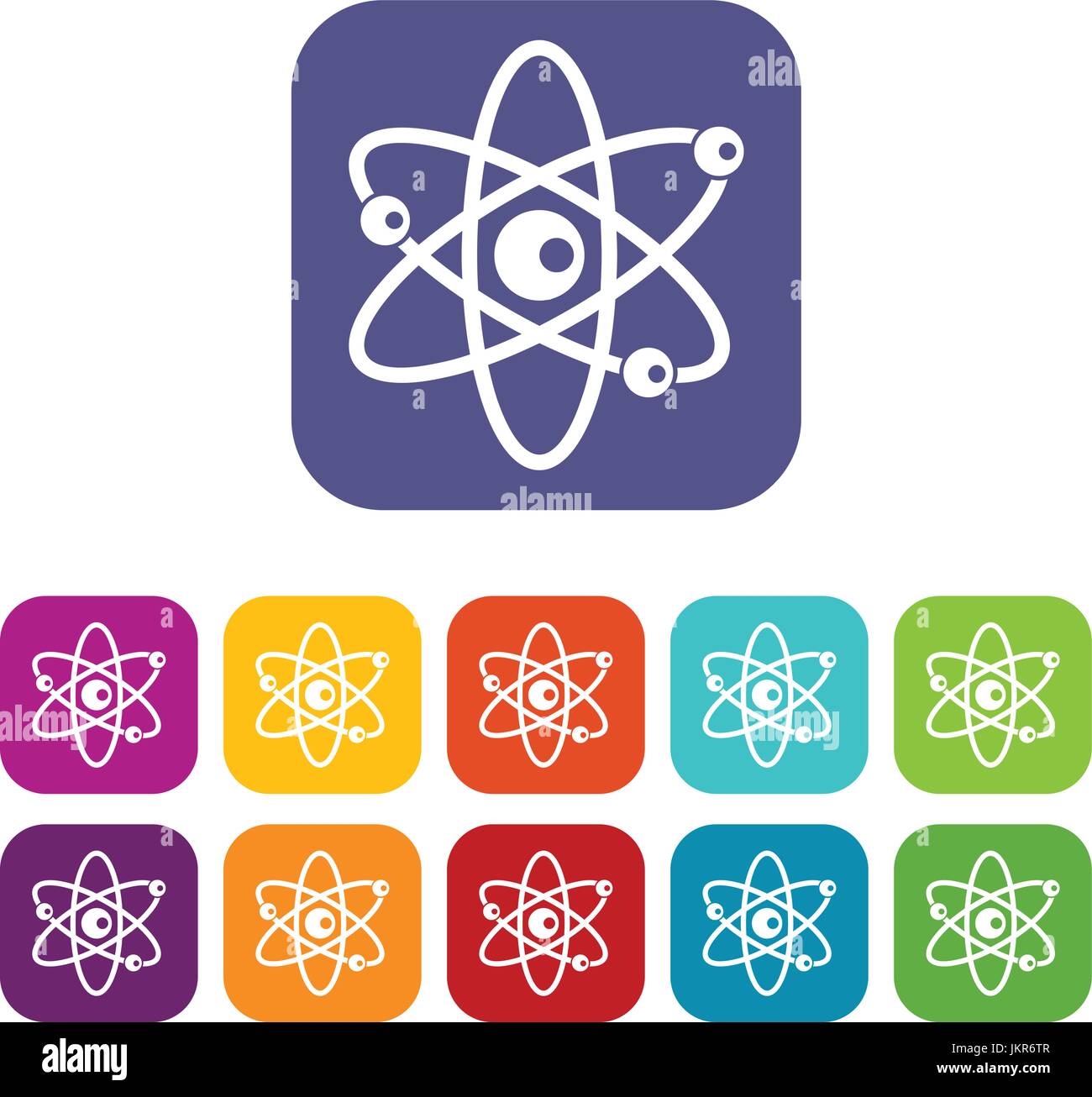 Molecules of atom icons set vector illustration in flat style in colors ...