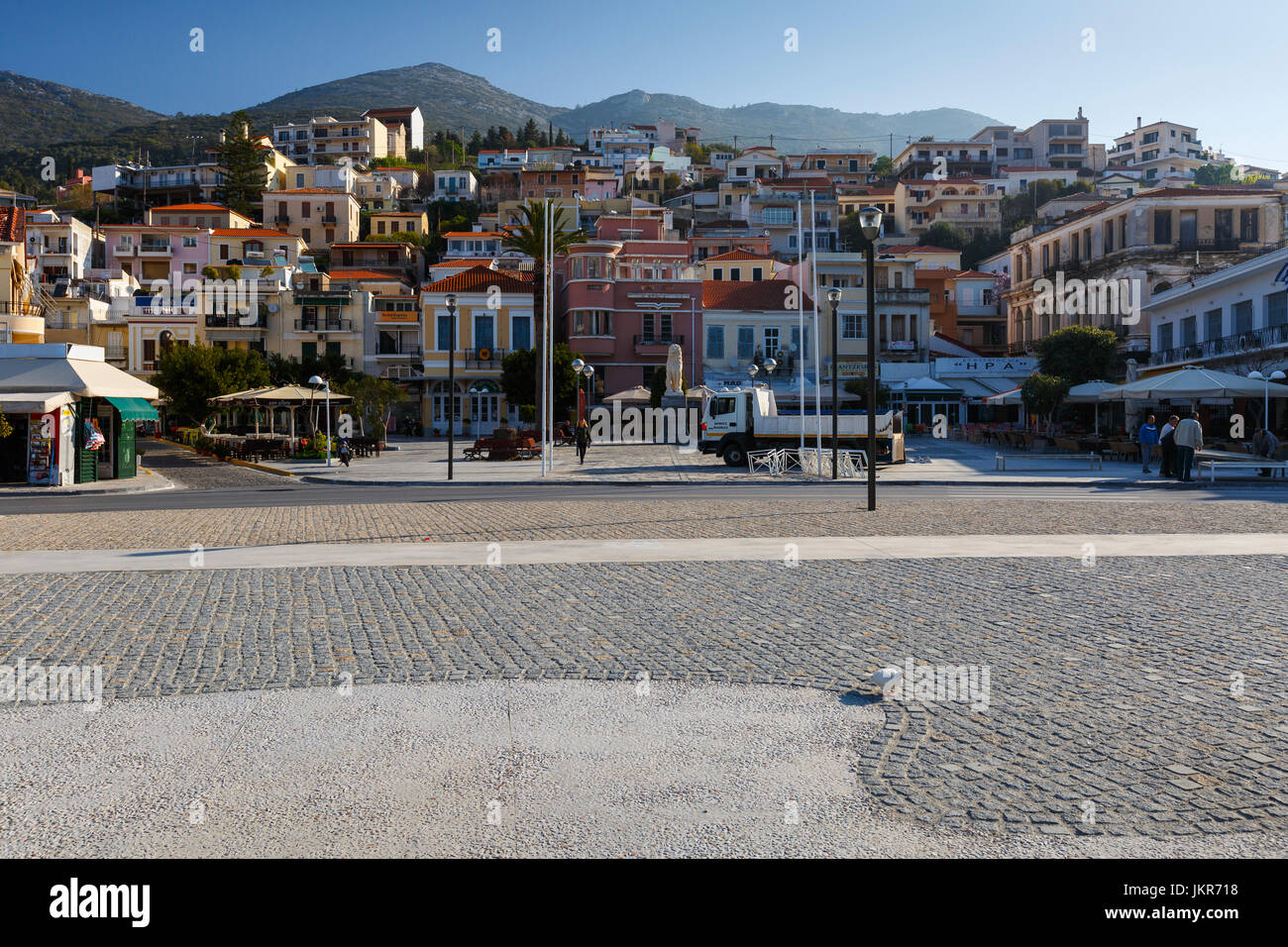 Main square of Vathy town on Samos island, Greece Stock Photo - Alamy