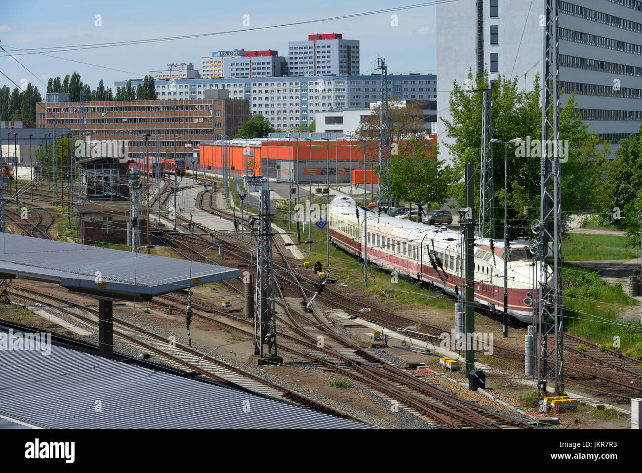 State train the GDR, railway station, bright mountain, Berlin, Germany ...