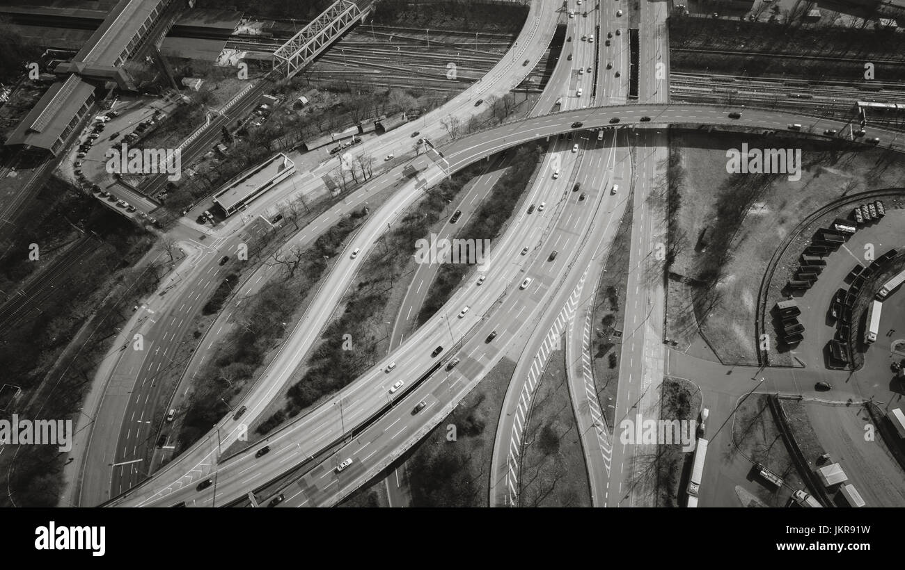 Aerial view of vehicles on highways, Berlin, Brandenburg, Germany Stock ...