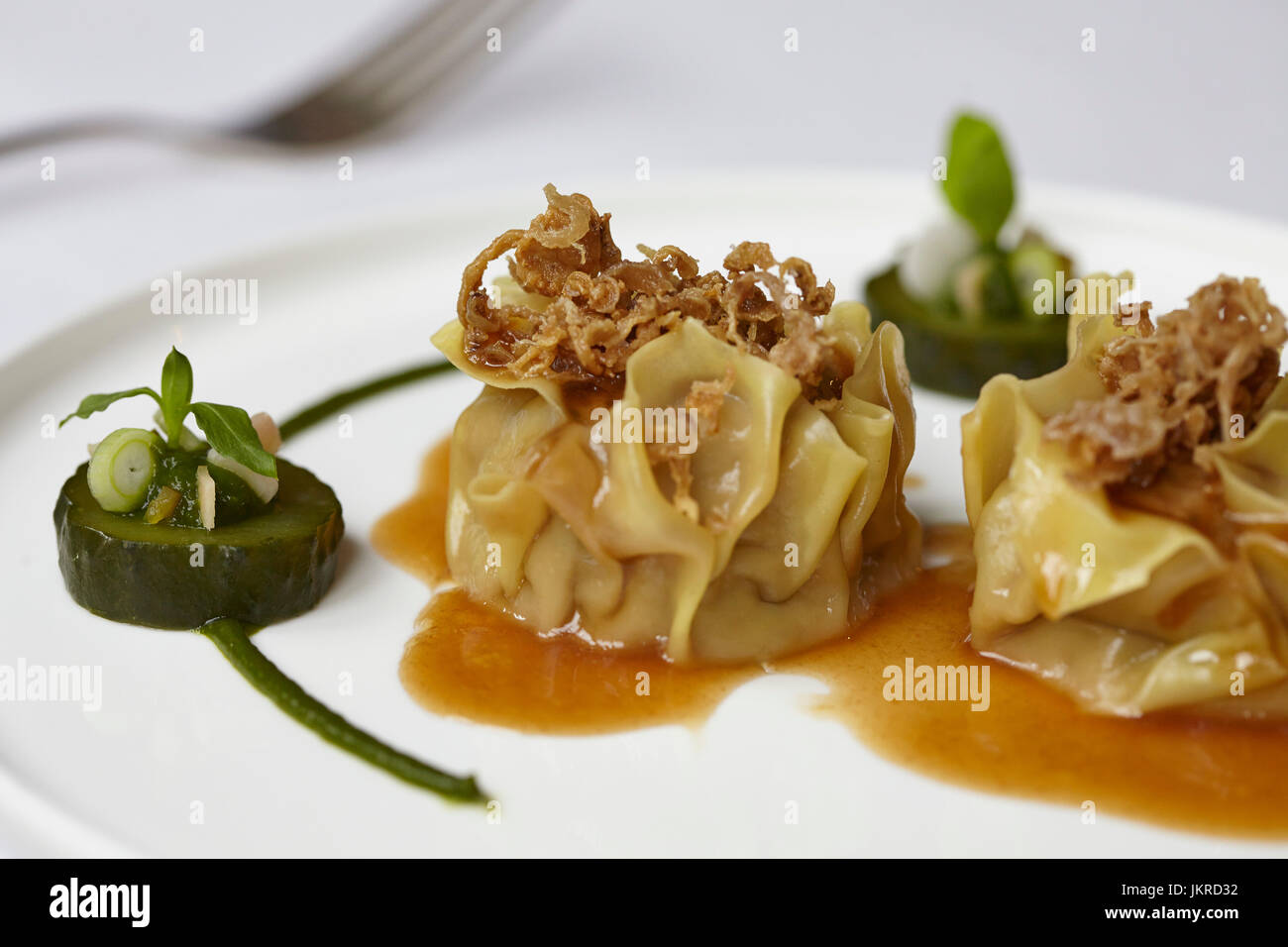 Served dumplings in plate hi-res stock photography and images - Alamy