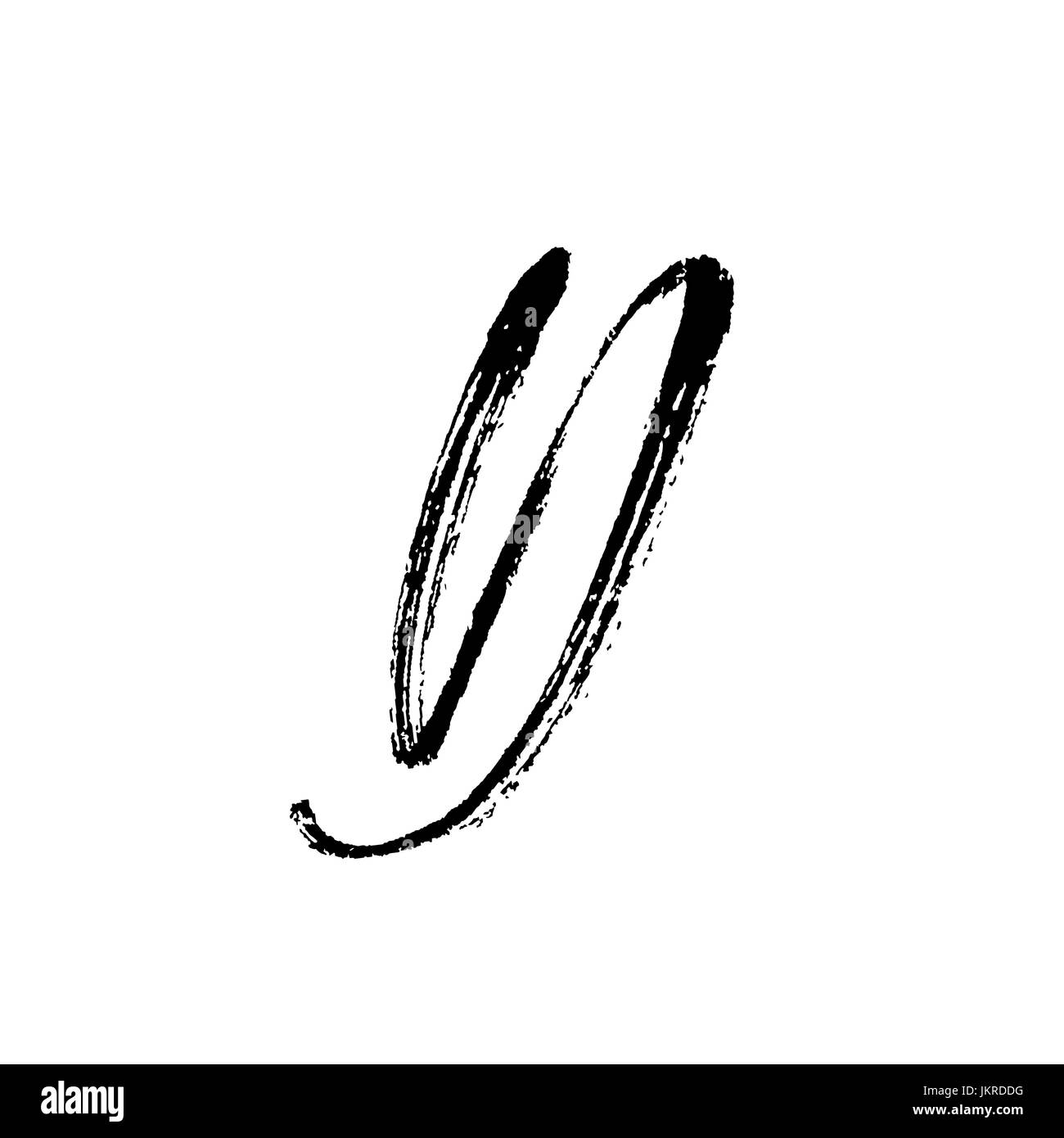 Letter D. Handwritten by dry brush. Rough strokes font. Vector ...