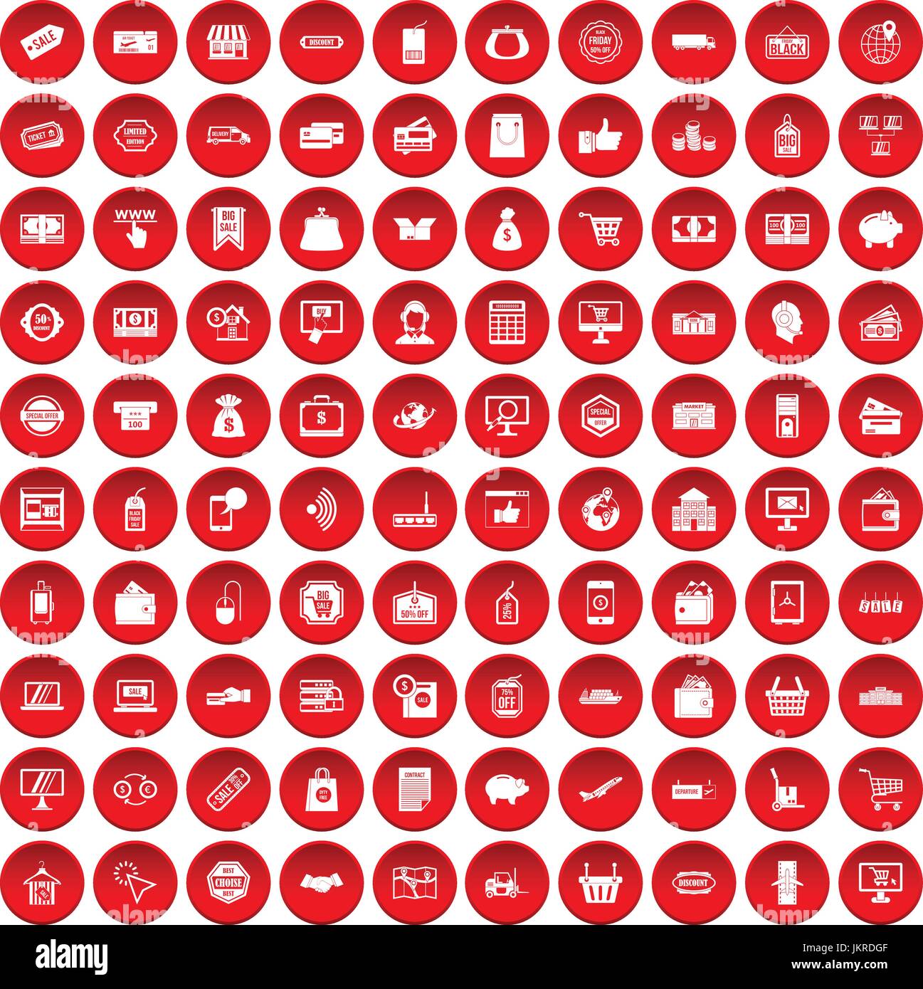 100 shopping icons set red Stock Vector Image & Art - Alamy