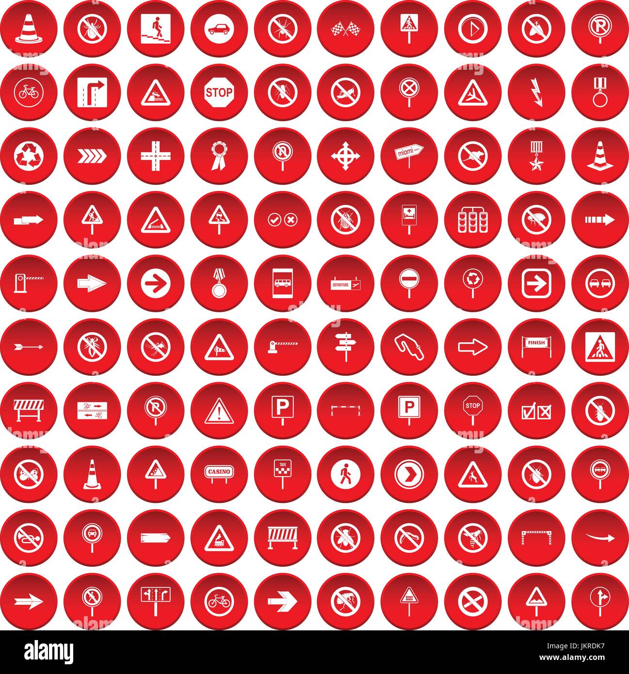100 road signs icons set red Stock Vector Image & Art - Alamy
