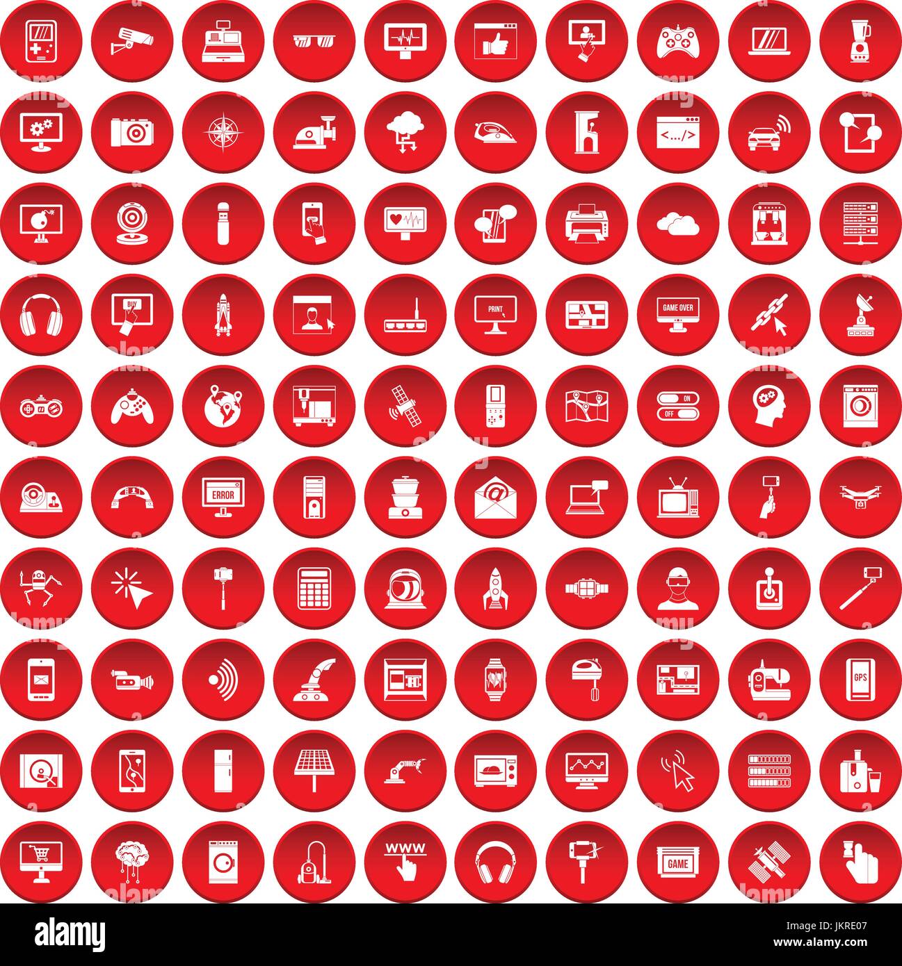 100 software icons set red Stock Vector Image & Art - Alamy