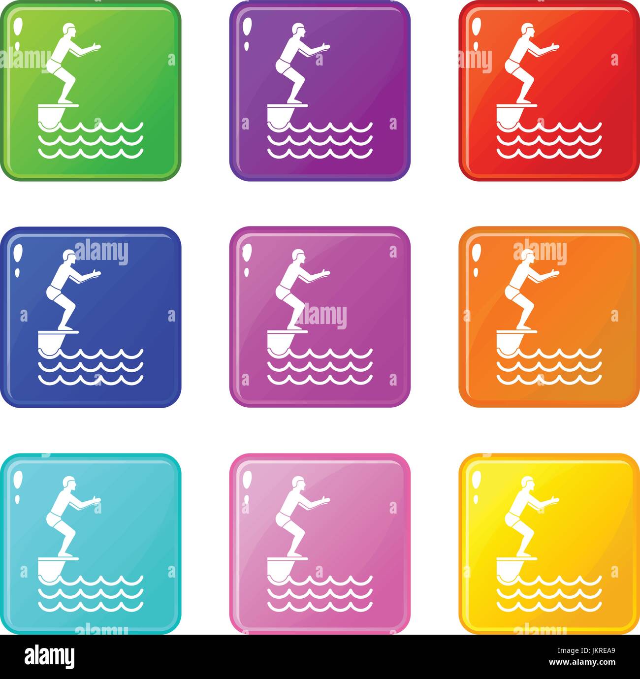 Man standing on springboard set 9 Stock Vector Image & Art - Alamy