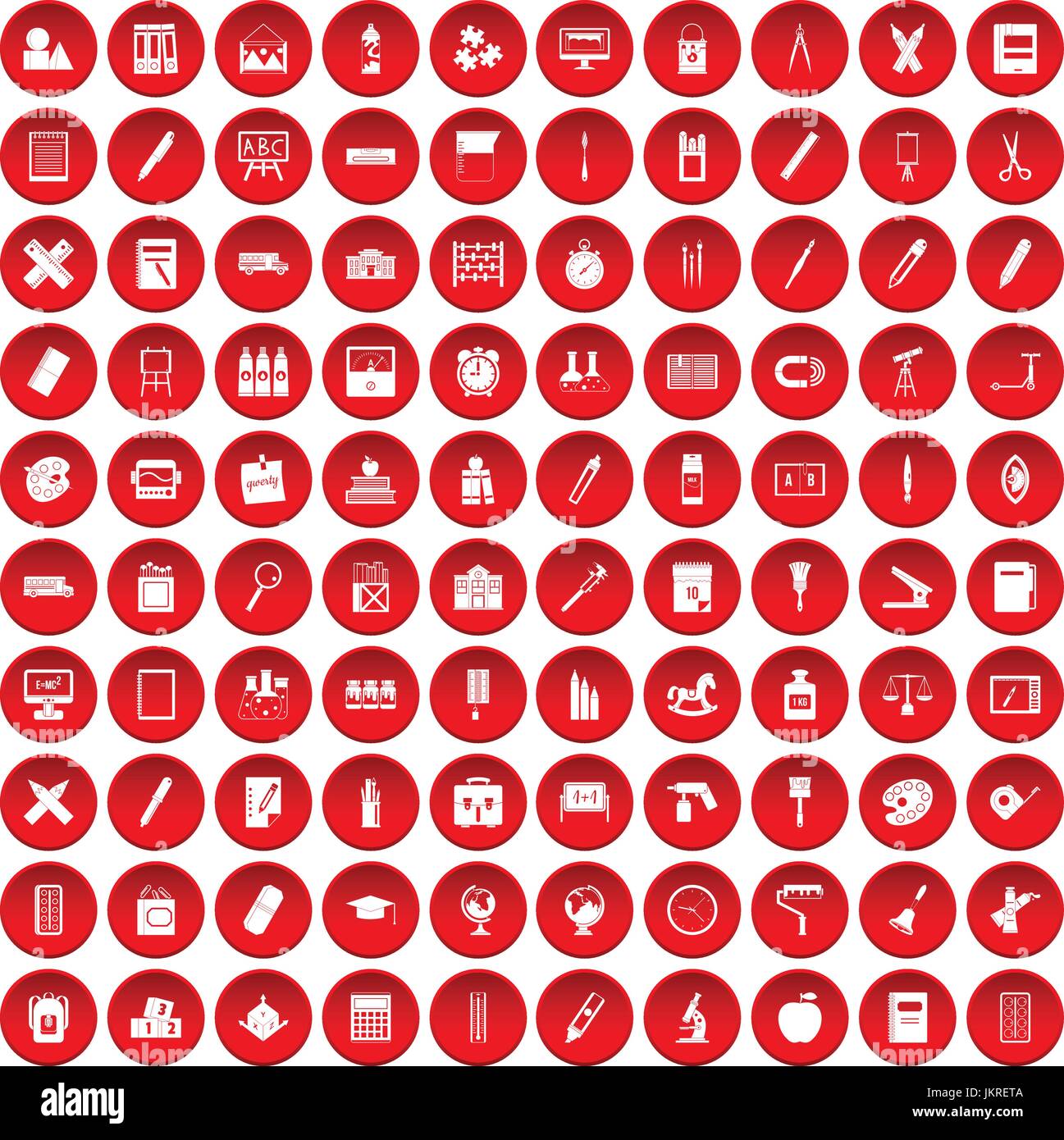 100 stationery icons set red Stock Vector Image & Art - Alamy