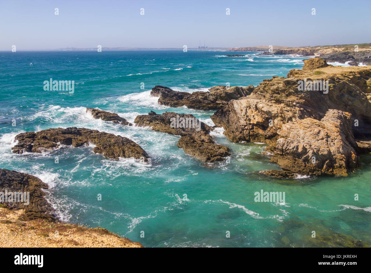 Beach and cliffs in Porto Covo, Alentejo, Portugal Stock Photo - Alamy