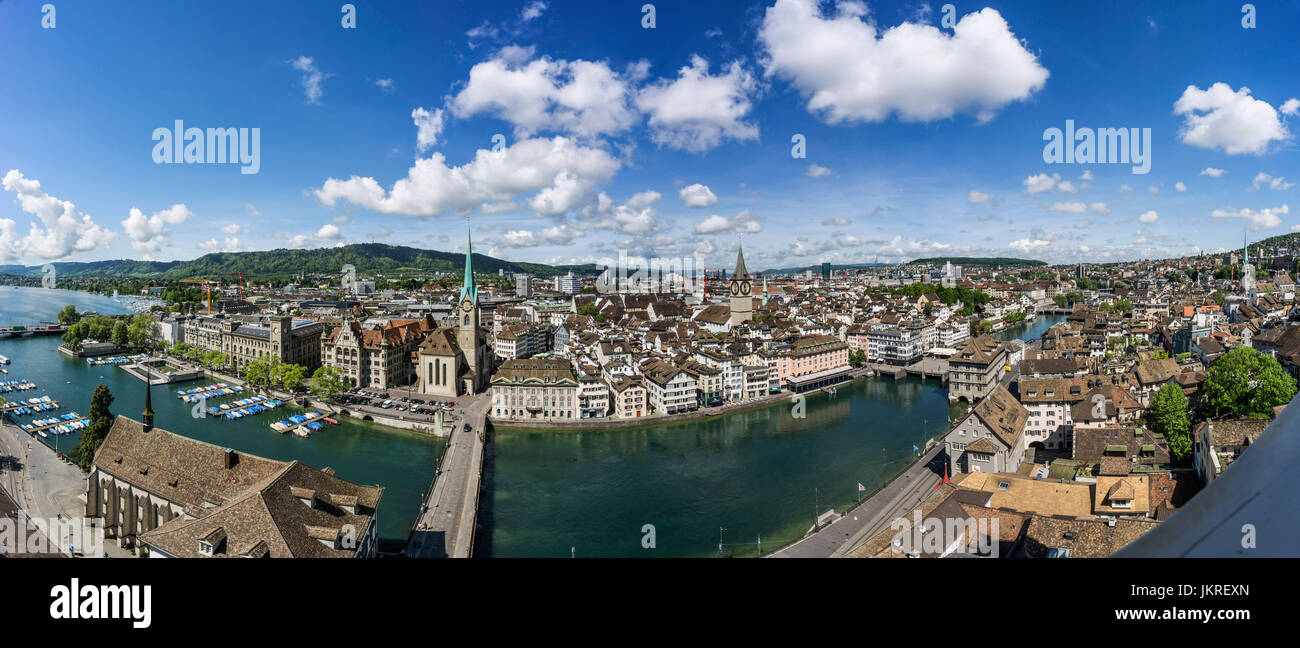 Panoramic view from Grossmunster, Zurich, Switzerland Stock Photo - Alamy