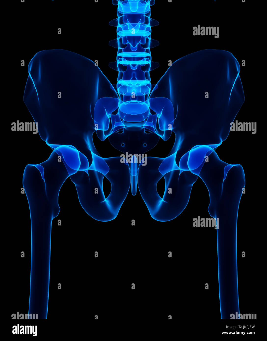 3D illustration of shiny blue skeleton system, medical concept Stock ...