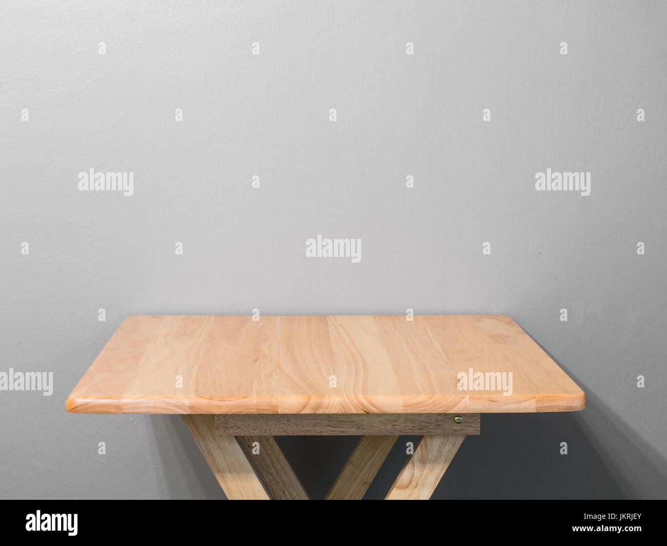 empty wooden table side view on grey background Stock Photo - Alamy