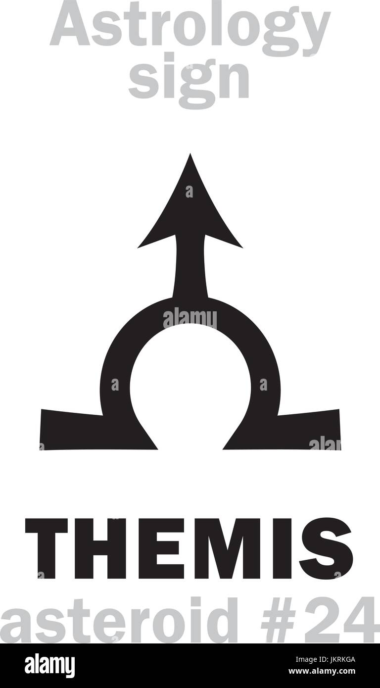 Astrology Alphabet: THEMIS, asteroid #24. Hieroglyphics character sign ...