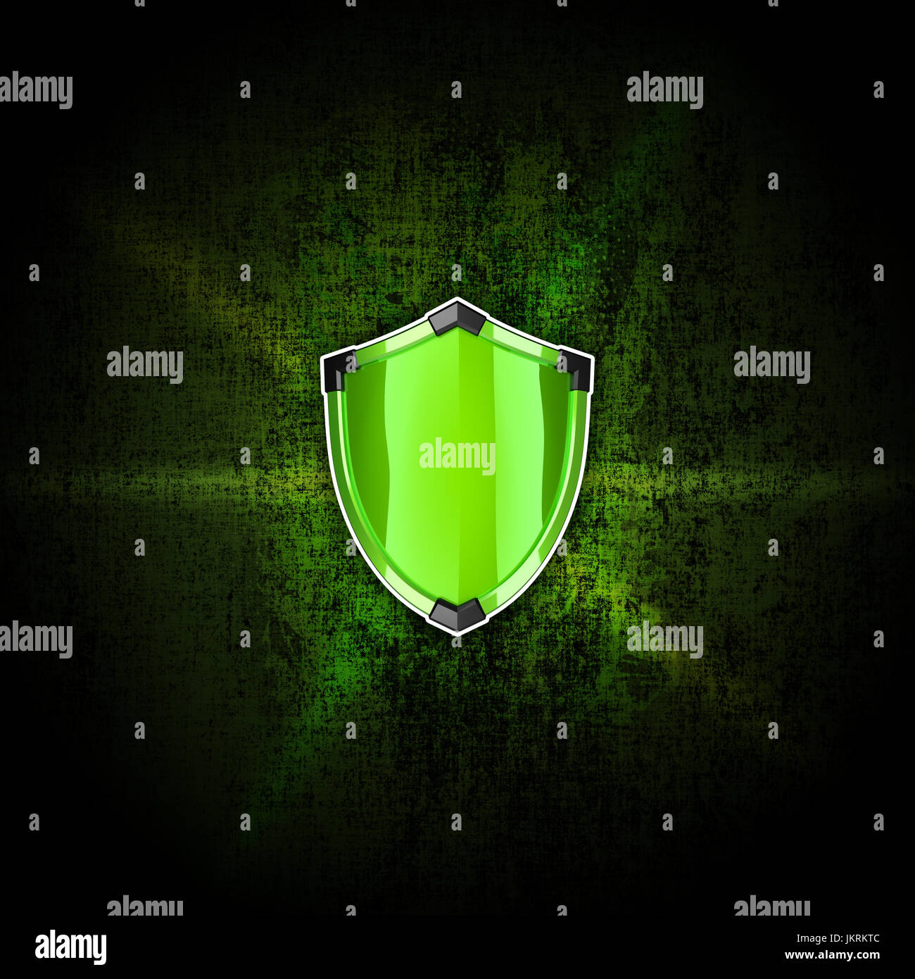Green shield with black corners on the dark rough background Stock ...