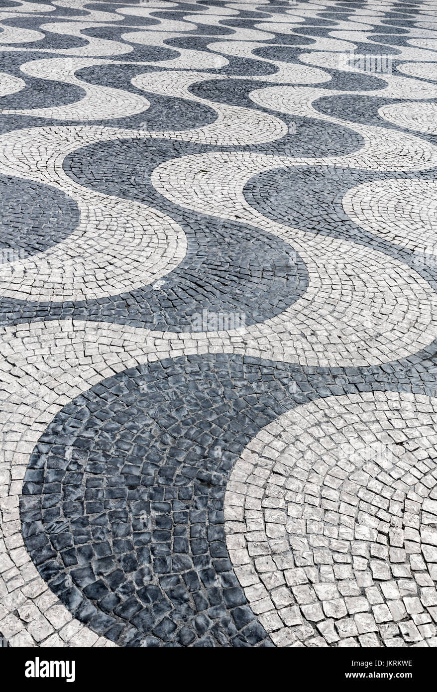 Tile brick floor in Lisbon Town Square, Portugal using as background ...