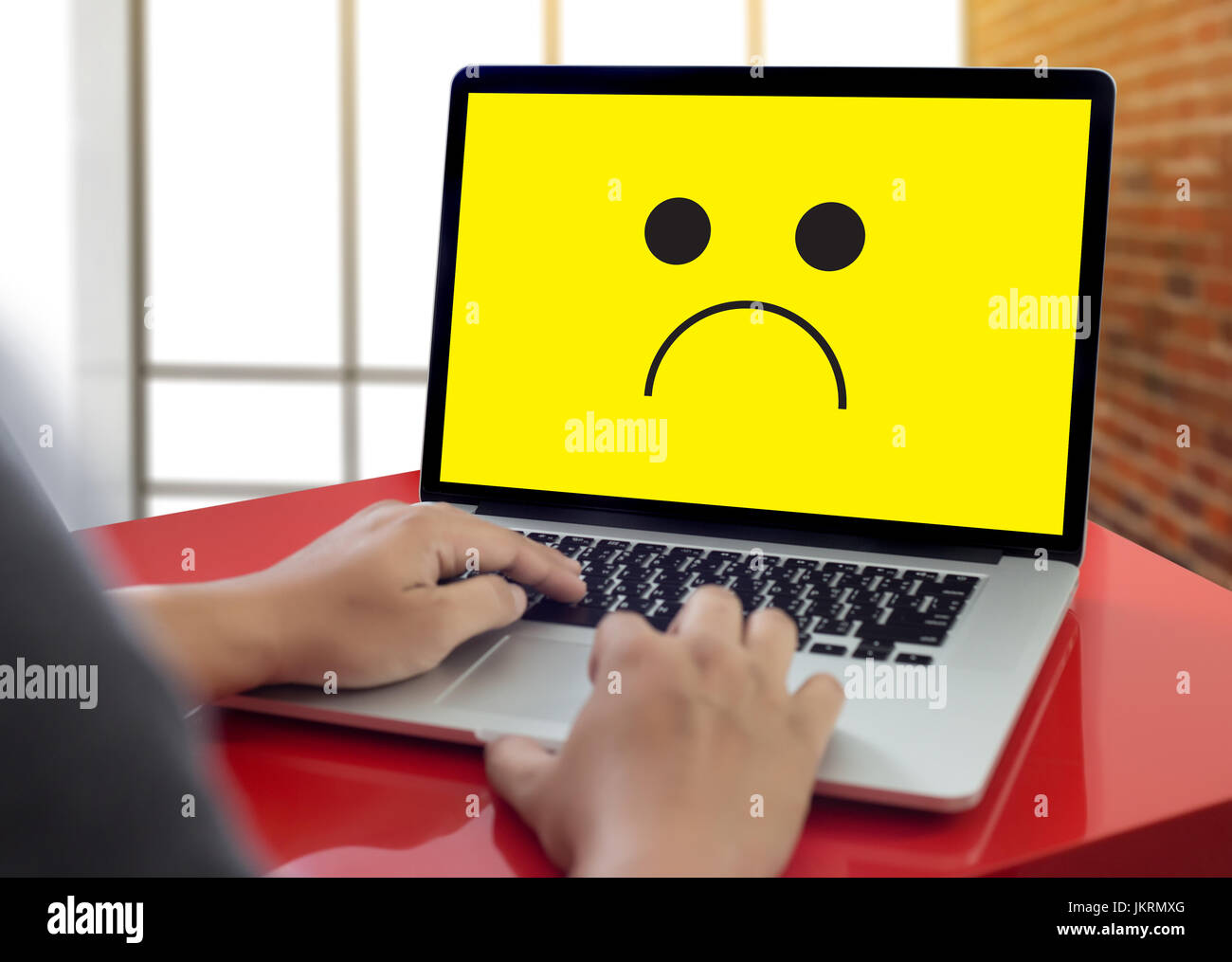 Depressive emotions concept, smiley face emoticon printed depression ...