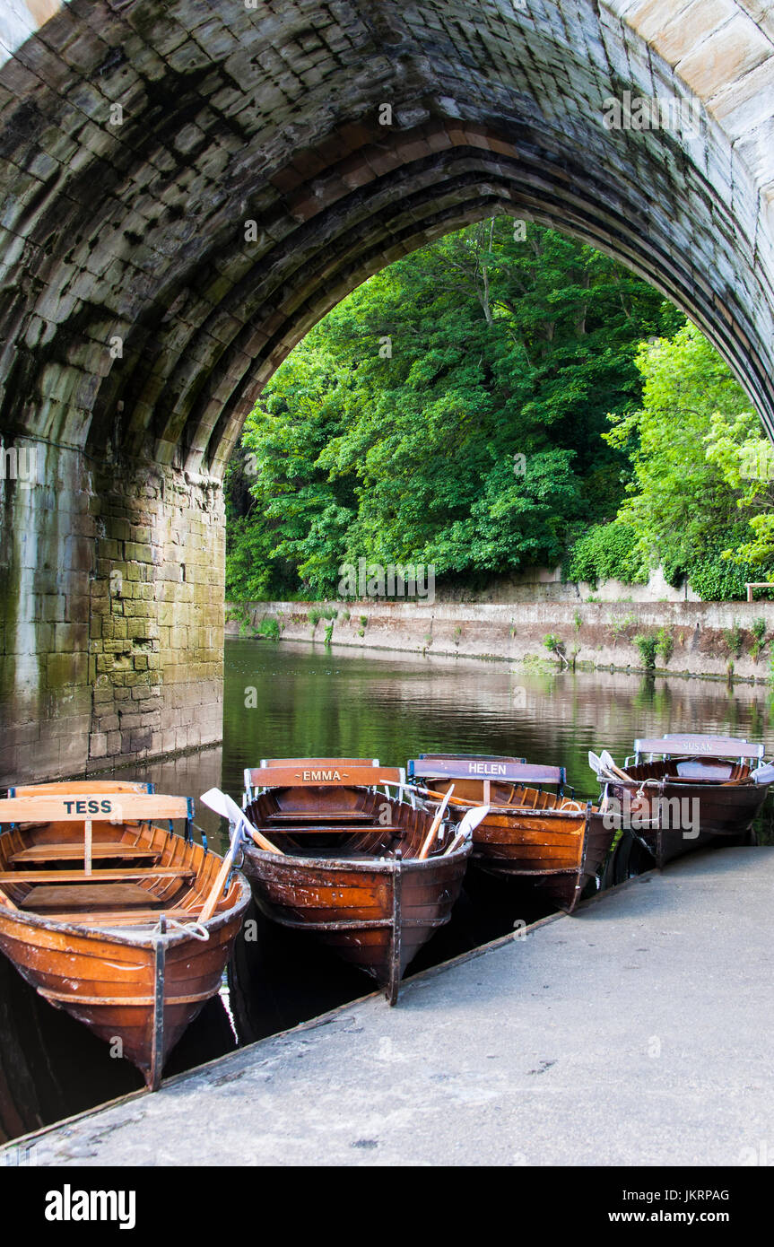 Rowing boats for hire, River Wear, Durham Stock Photo - Alamy