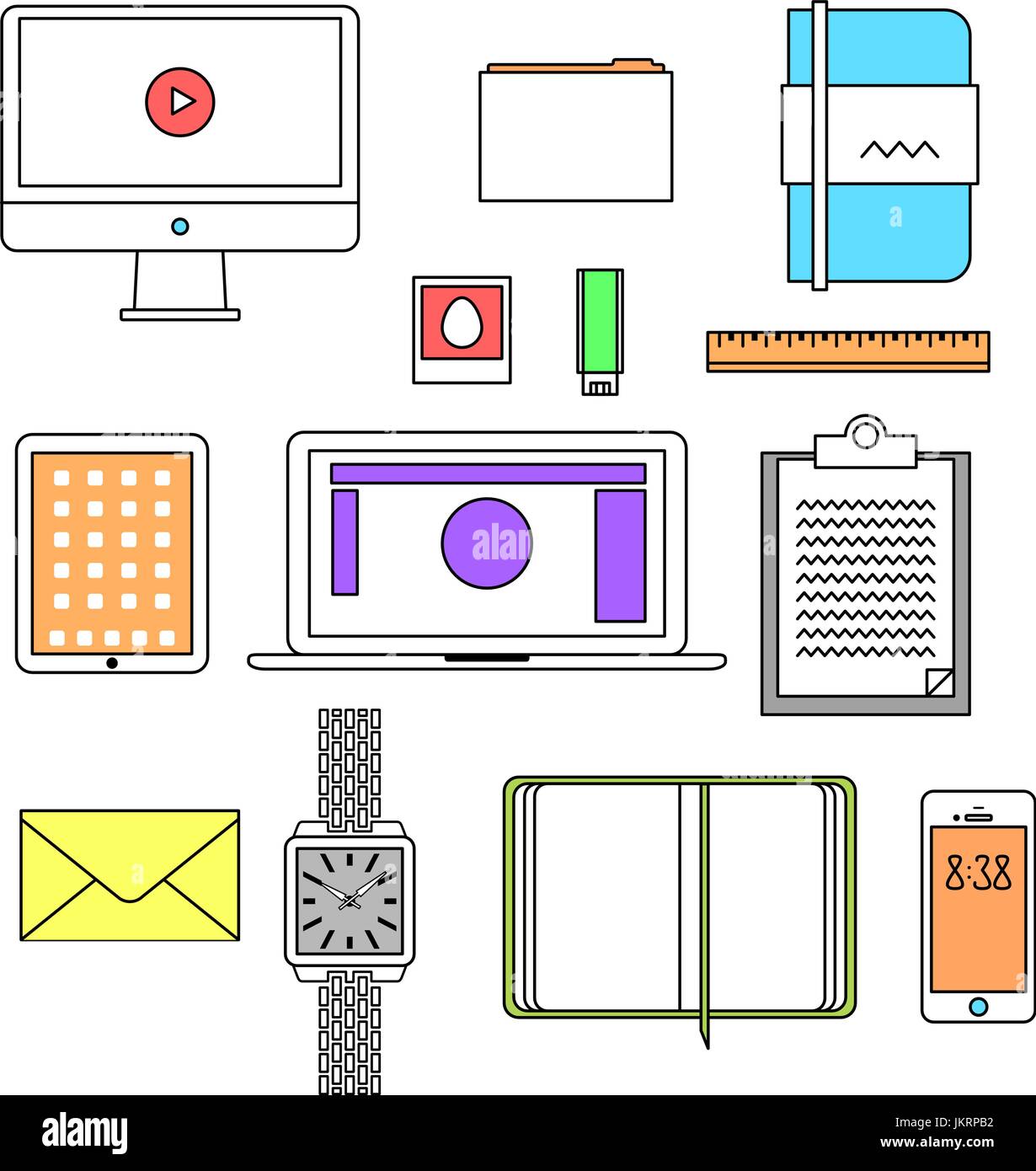 Flat design thin line icons set modern style vector illustration of ...