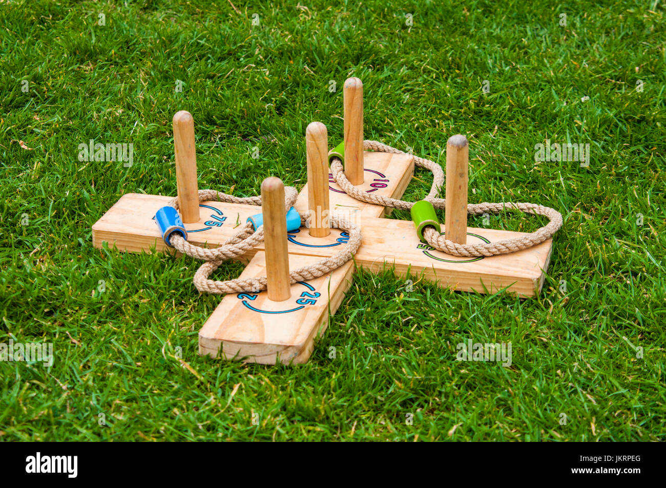 Quoits game on grass, Dunham Massey, Cheshire, UK, England Stock Photo ...