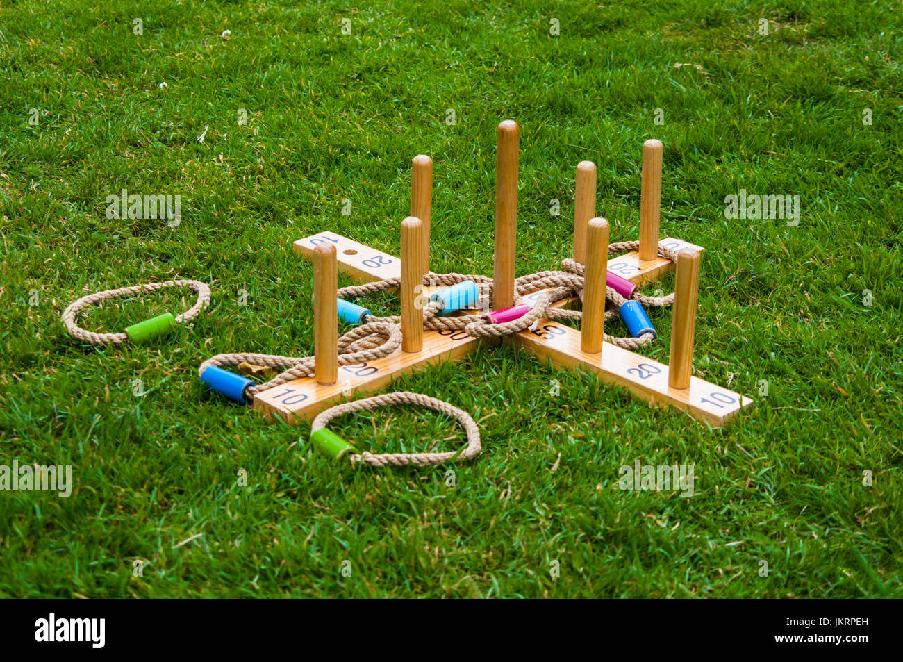 Quoits game on grass, Dunham Massey, Cheshire, UK, England Stock Photo ...