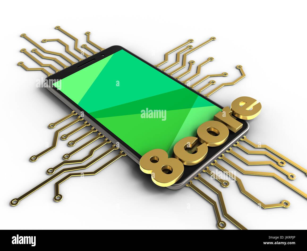 3d illustration of mobile phone over white background with electronic ...