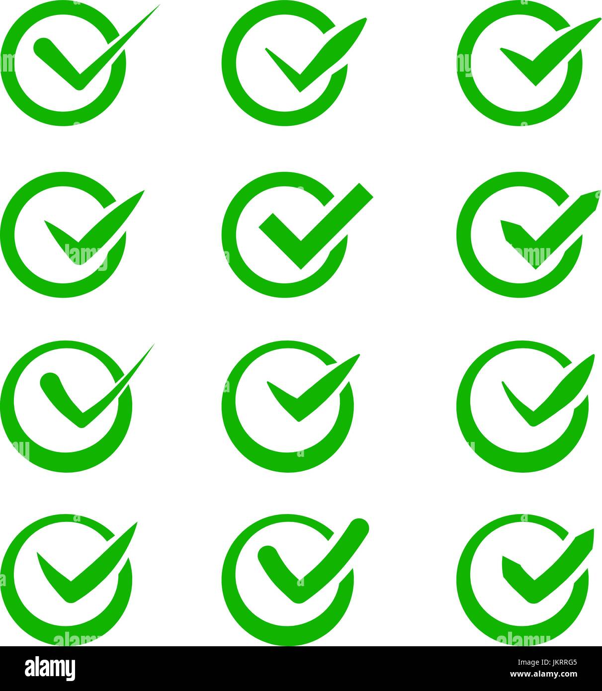 Set of nine different grey and white vector check marks or ticks in boxes conceptual of ...